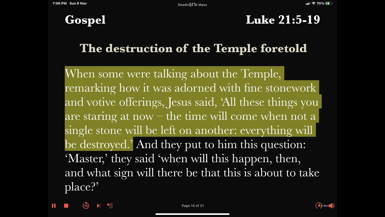 Sunday Reader's Prep Gospel 33rd Sunday In Ordinary Time 12 & 13 ...