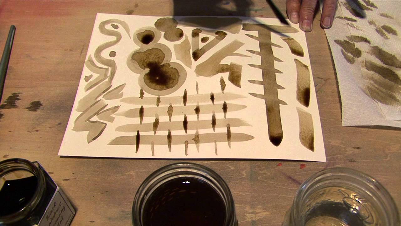 Drawing with Soft Brush and Black Walnut Ink HD 720p - YouTube