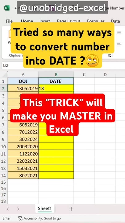 How to change numbers into date #exceltips #exceltricks #excelformula #advancedexcel # ...