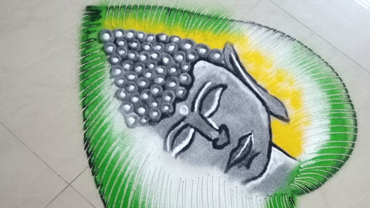 Buddha rangoli designs|Buddha purnima rangoli|Rangoli design for Buddha ...
