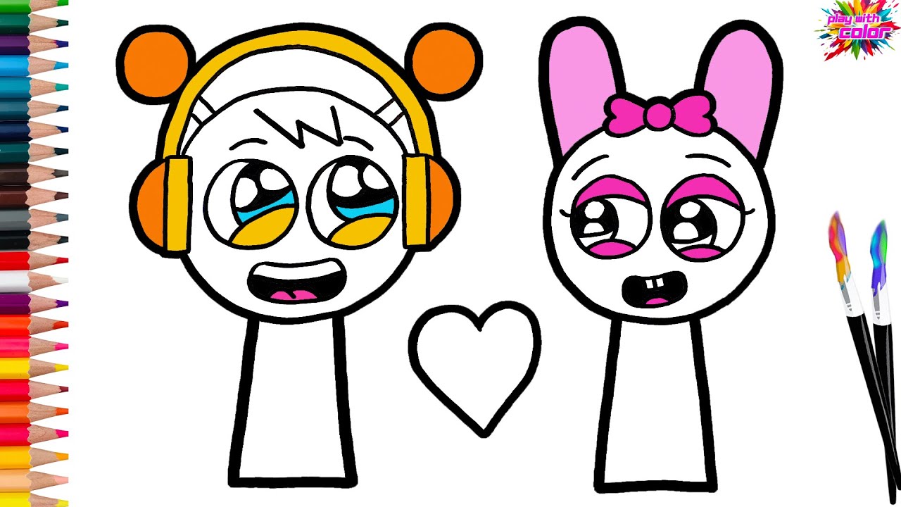 How to draw a cute Oren and Pinky From Sprunki | Easy tutorial - YouTube