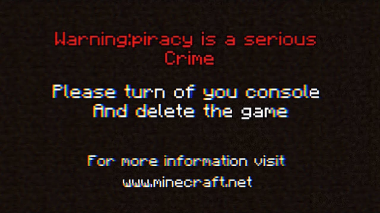 Minecraft console anti-piracy screen - YouTube