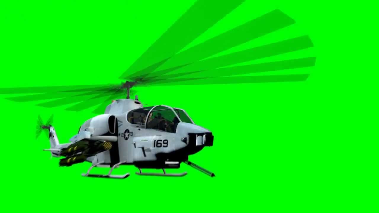 FREE Green Screen Overlay #3 - AH 1W Cobra 3D Helicopter - YouTube