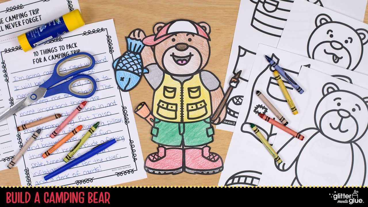 Printable Camping Bear Craft, Template, Writing Prompts for Kids | No ...