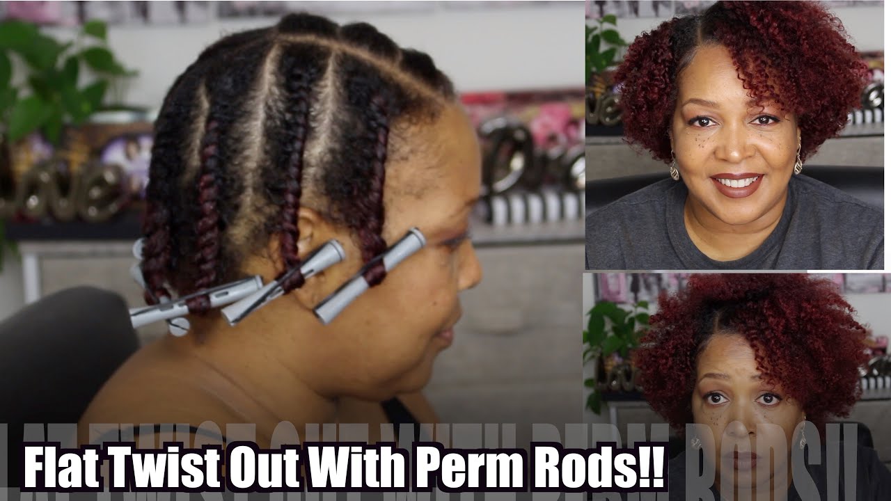 Flat Twist Out With Perm Rods On Natural Short Hair | How To - YouTube