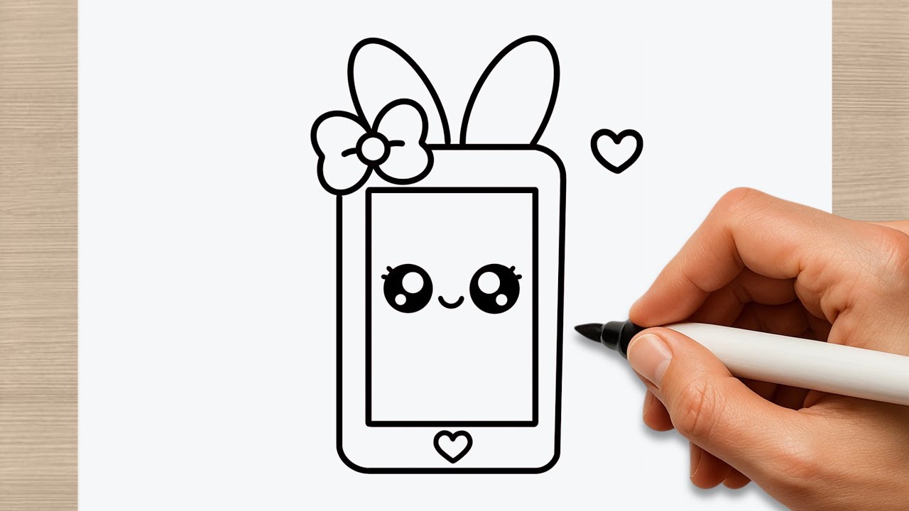 How to Draw a Cute Phone Step by Step | Easy for Kids - YouTube