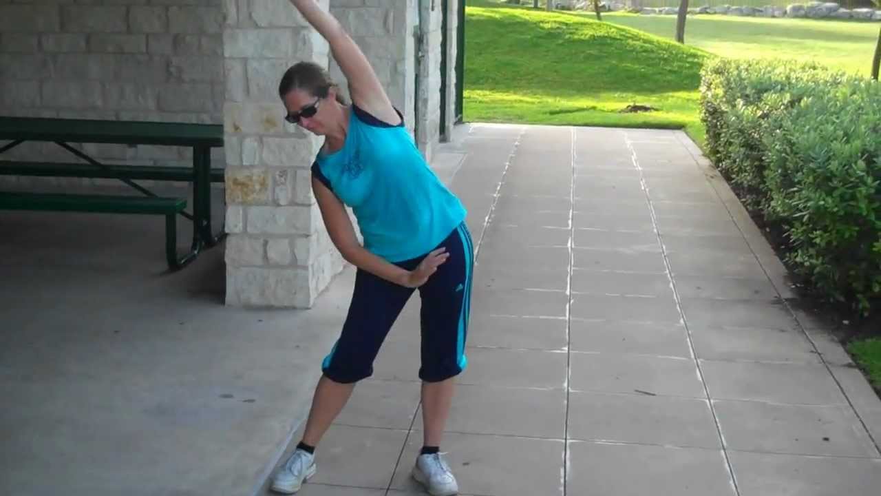 Alternate arm reaches w/lateral flexion - YouTube