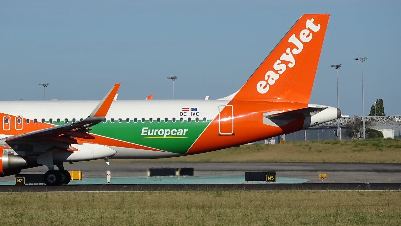 EUROPCAR LIVERY EASYJET Airbus A320 Takeoff from Lisbon Airport - YouTube