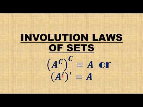 INVOLUTION LAWS |sets| proof of involution laws| class 11&12 - YouTube
