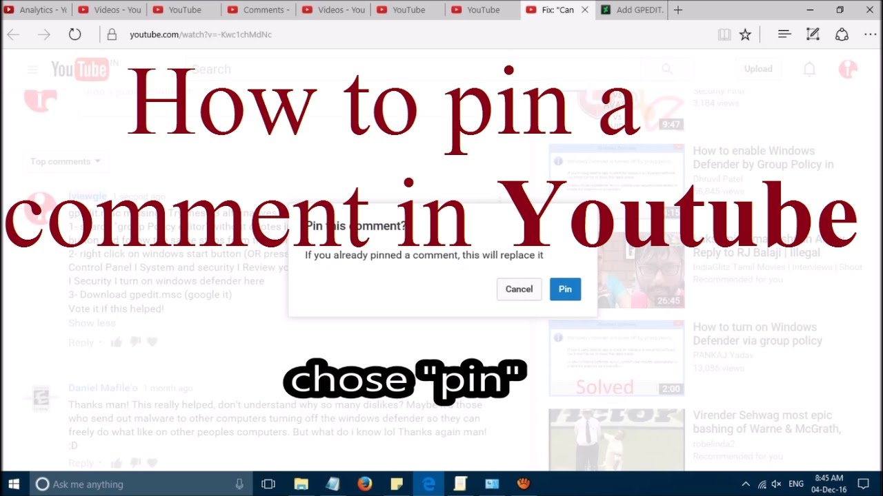 How to pin a comment in Youtube I Youtube FAQs - YouTube