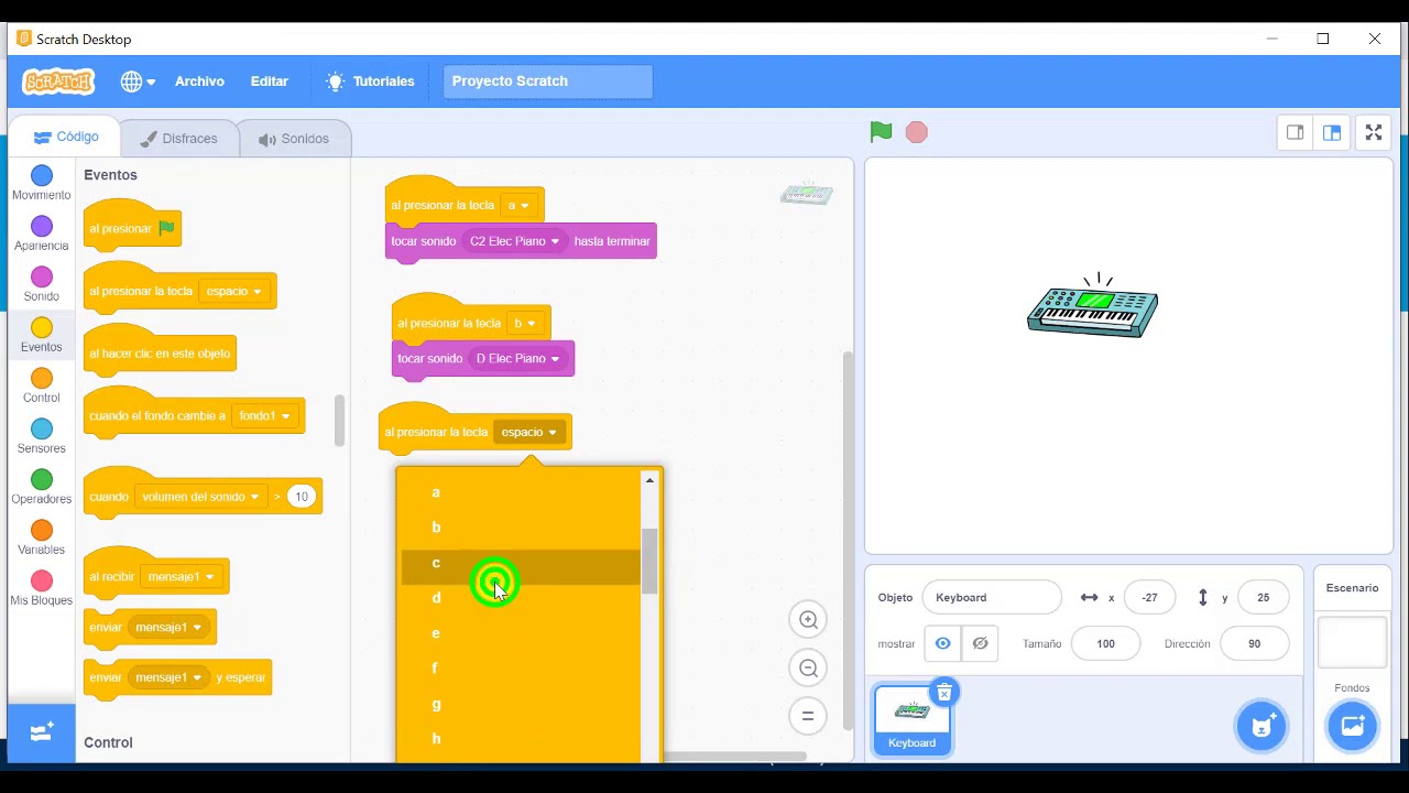 Programación de teclas en Scratch 3.0 - YouTube