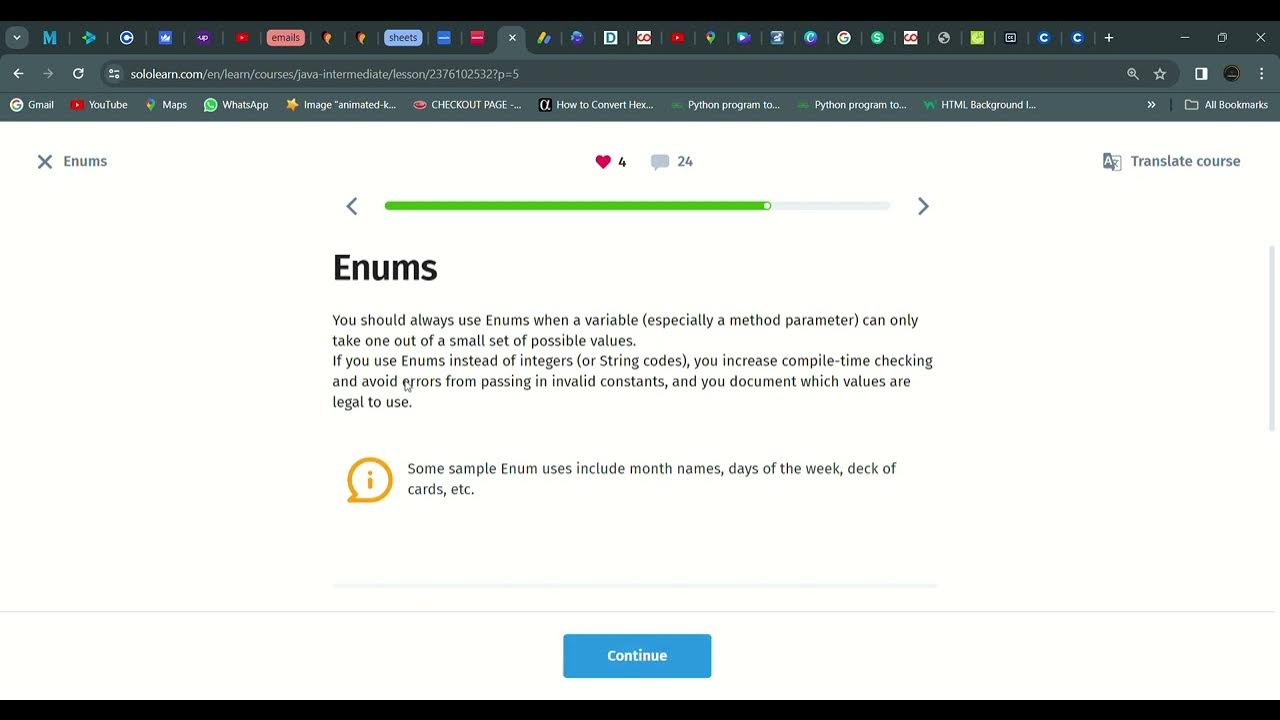 24 Enums Java Intermediate Sololearn Youtube