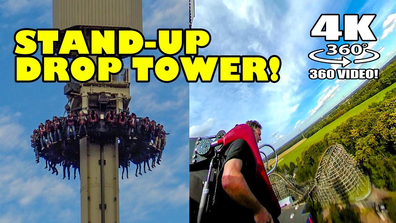Crazy Stand Up Tilting Rotating Drop Tower! VR 360 Degree POV View ...