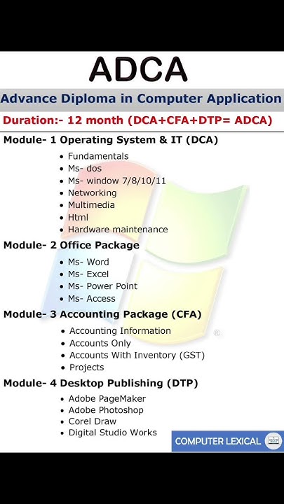 ADCA Computer Course Details 📘 | Complete Syllabus for Students & Job ...