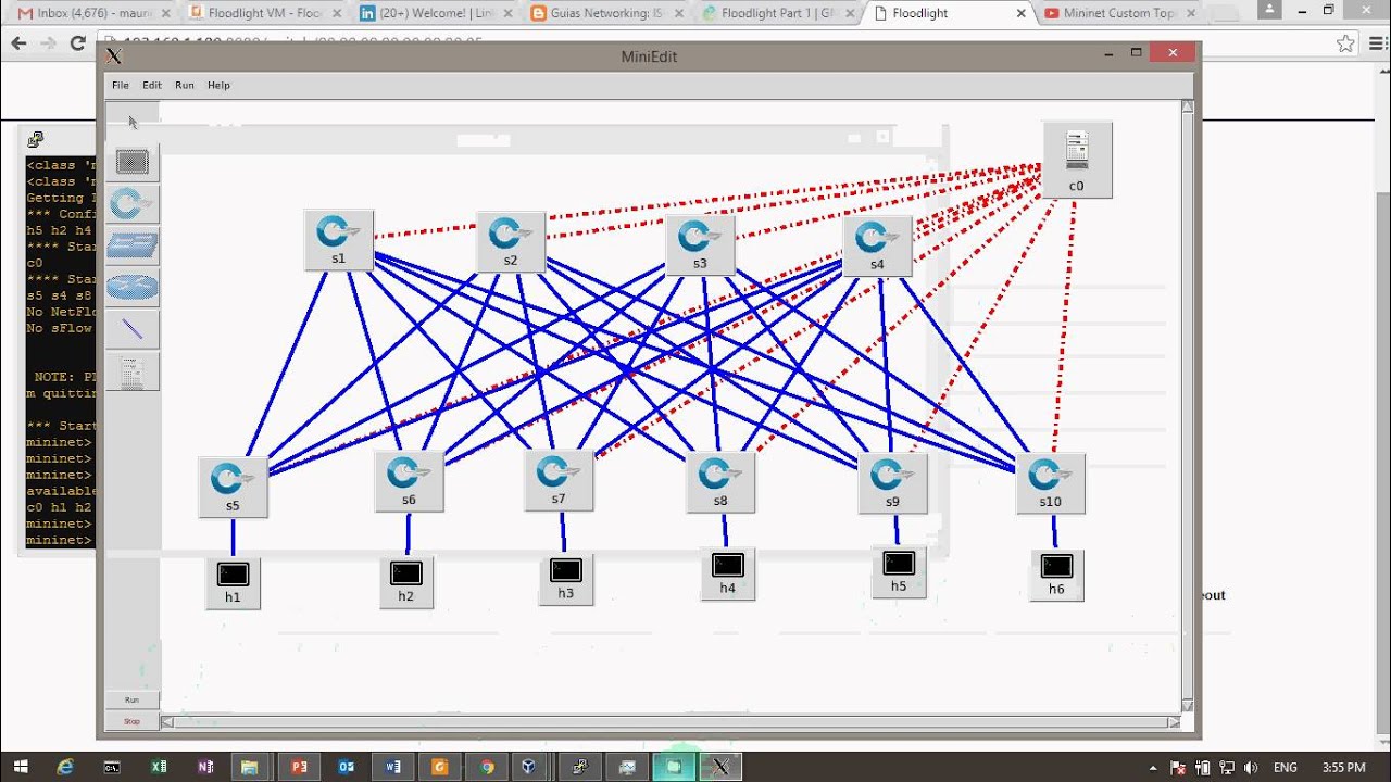 Preview Lab Mininet Miniedit and Floodlight Controller (spanish) - YouTube