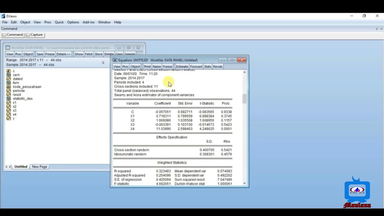 Tutorial E-Views Part 1 ( Uji CEM, FEM, REM, Uji Chow, Uji Hausman, Uji ...