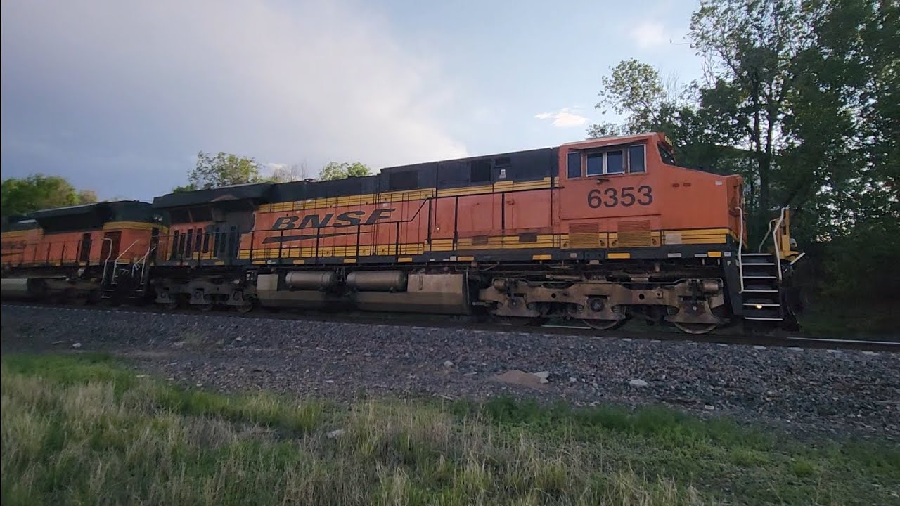 BNSF 6353 Leads a NB Empty Coal train with 2 DP Units 6/14/23 - YouTube