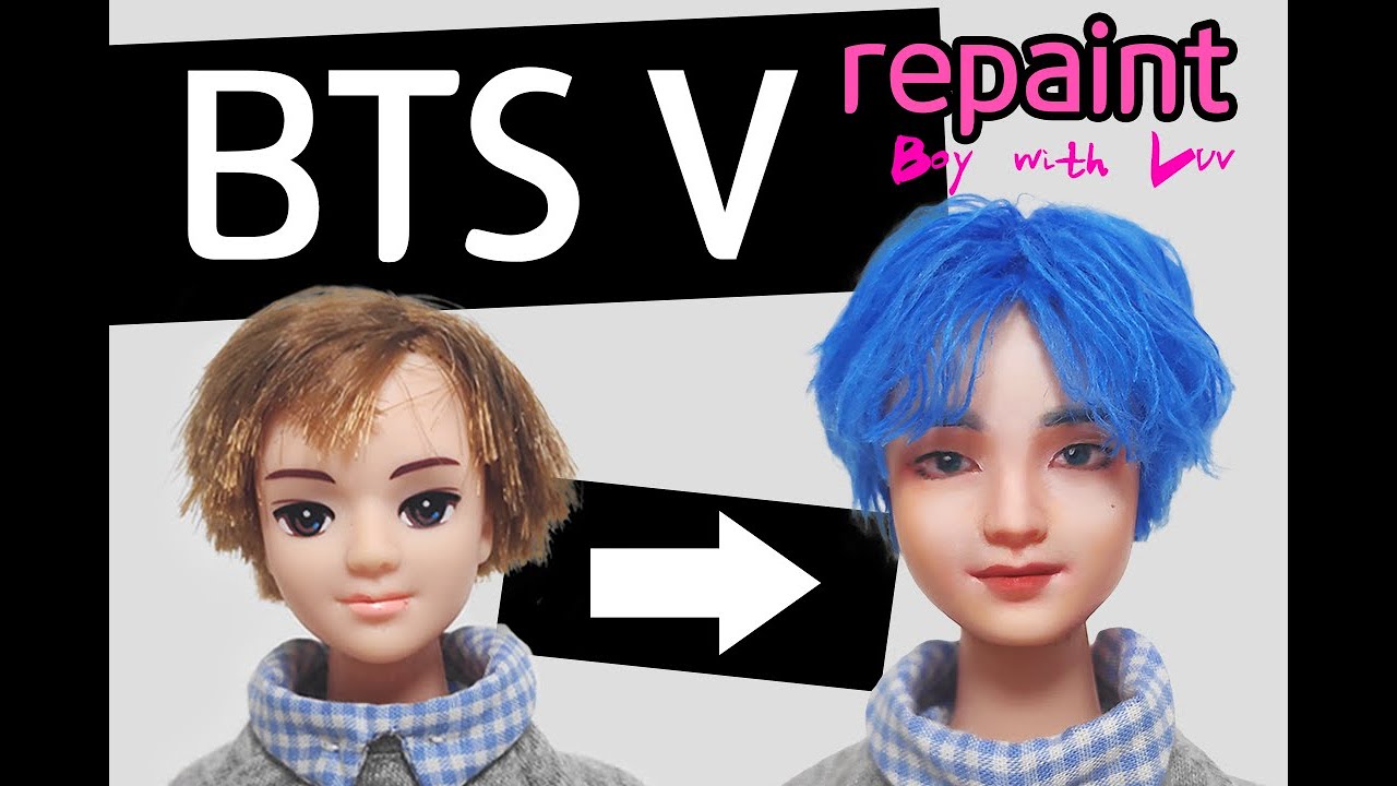 BTS V Repaint! - From 15$ doll to Custom V doll (feat. Boy with Luv ...