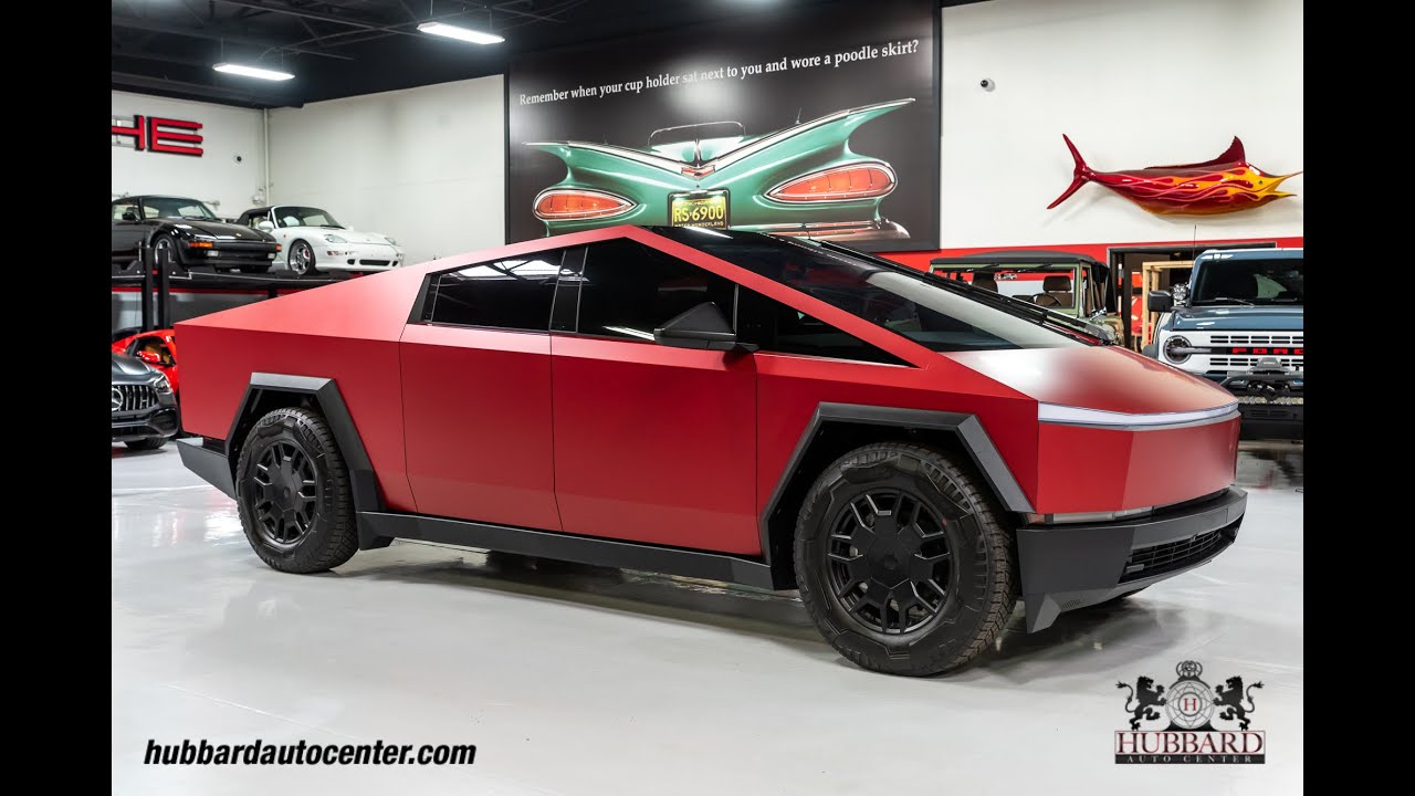 2024 Tesla Cybertruck - Foundation Series - Maroon Wrap - YouTube