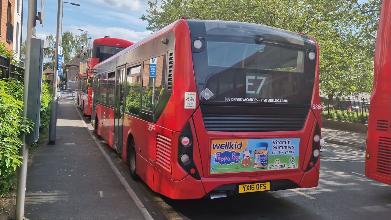 Abellio London 8866 YX16OFS Bus Route E7 - YouTube