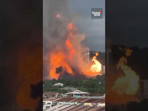 Huge fire erupts from burst gas pipeline in Malaysia