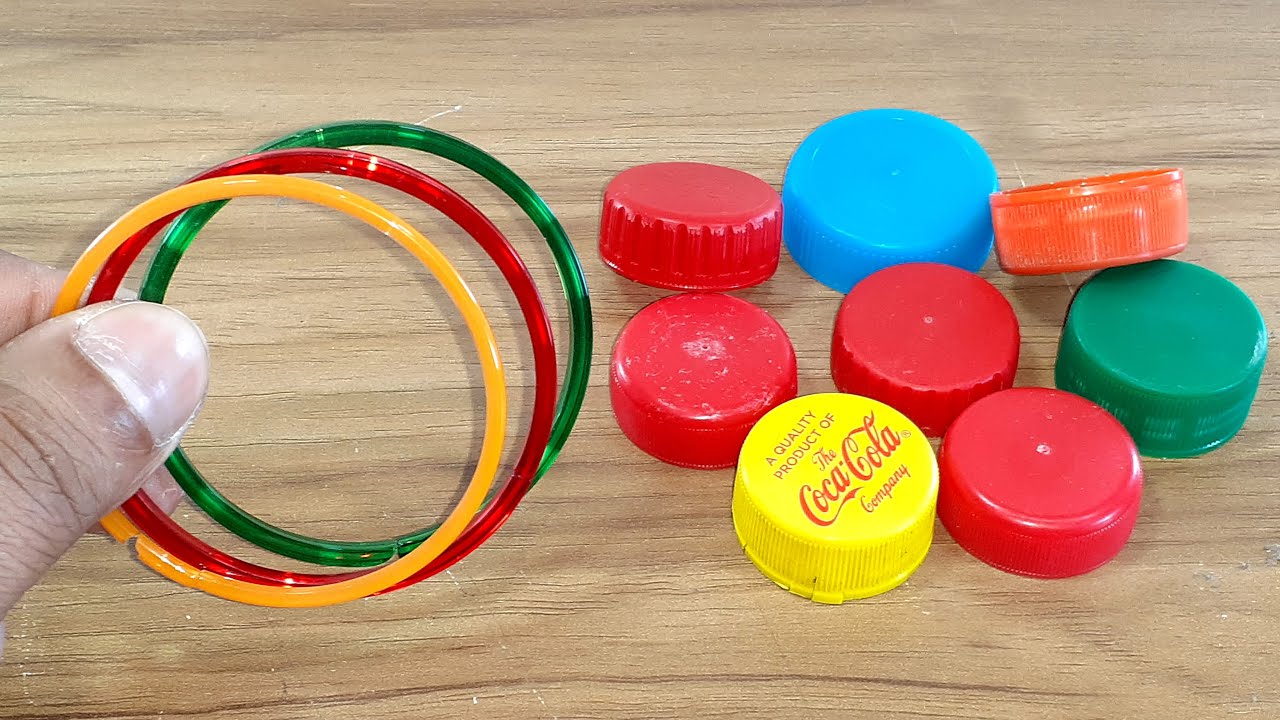 DIY OLD BANGLES & PLASTIC BOTTLE CAPS CRAFTING | AMAZING WALL ...