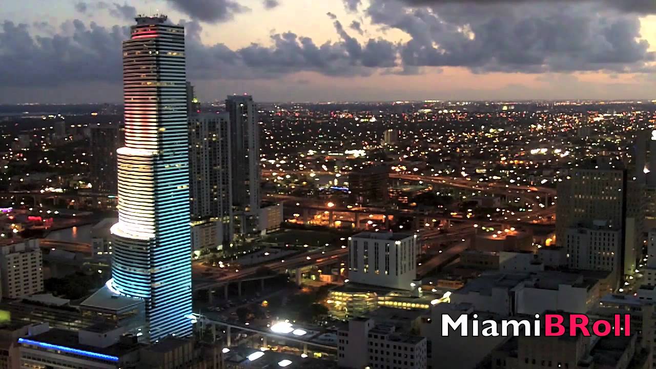Miami Light Up Building Downtown - YouTube