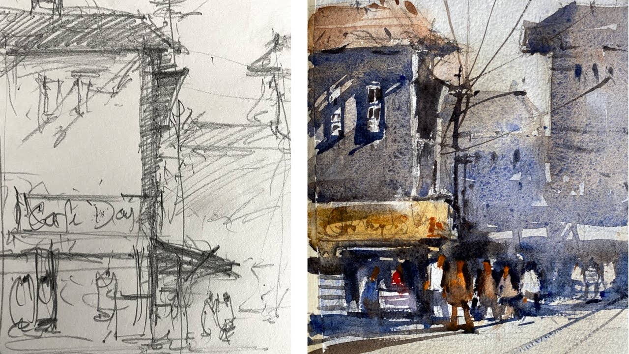 Sketch - Wash - Watercolor Art - YouTube