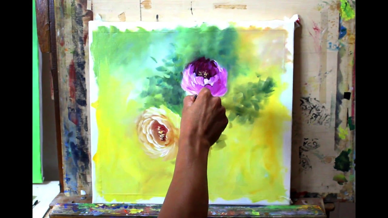 How to draw a rose painting/ Demonstration /OIL Technique on canvas BY ...