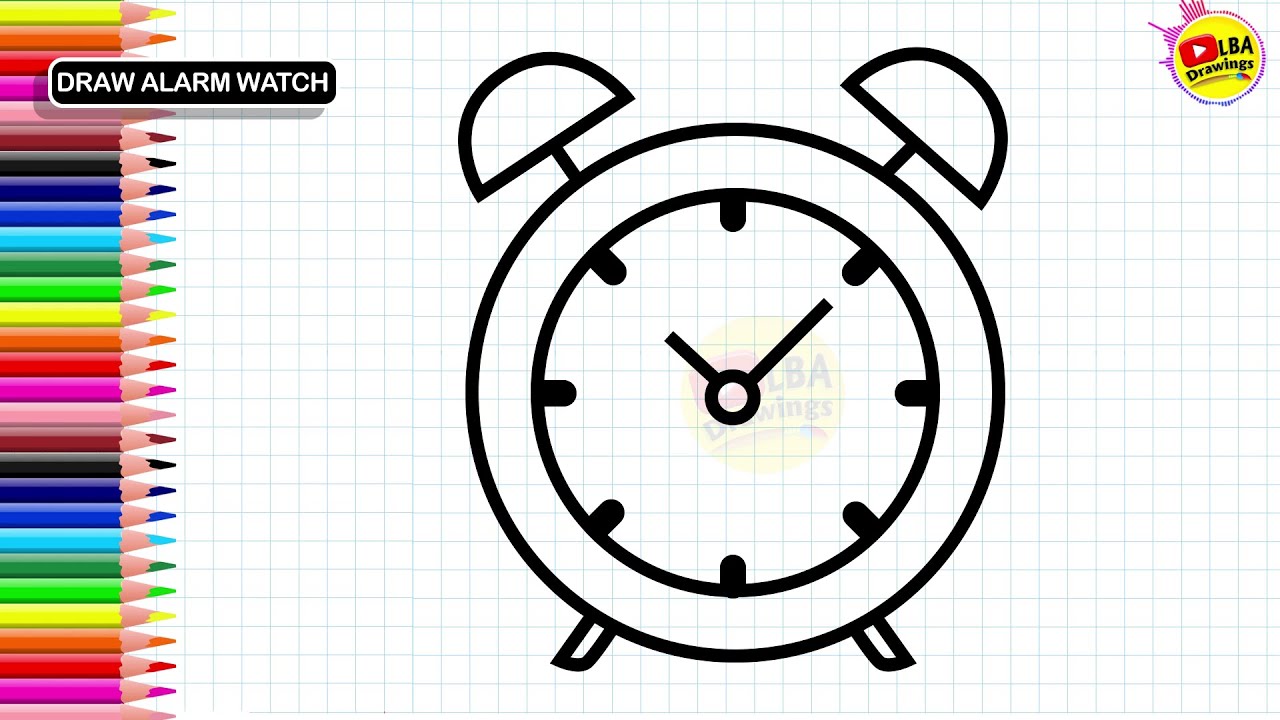 How To Draw Alarm Clock | LBA DRAWINGS - YouTube