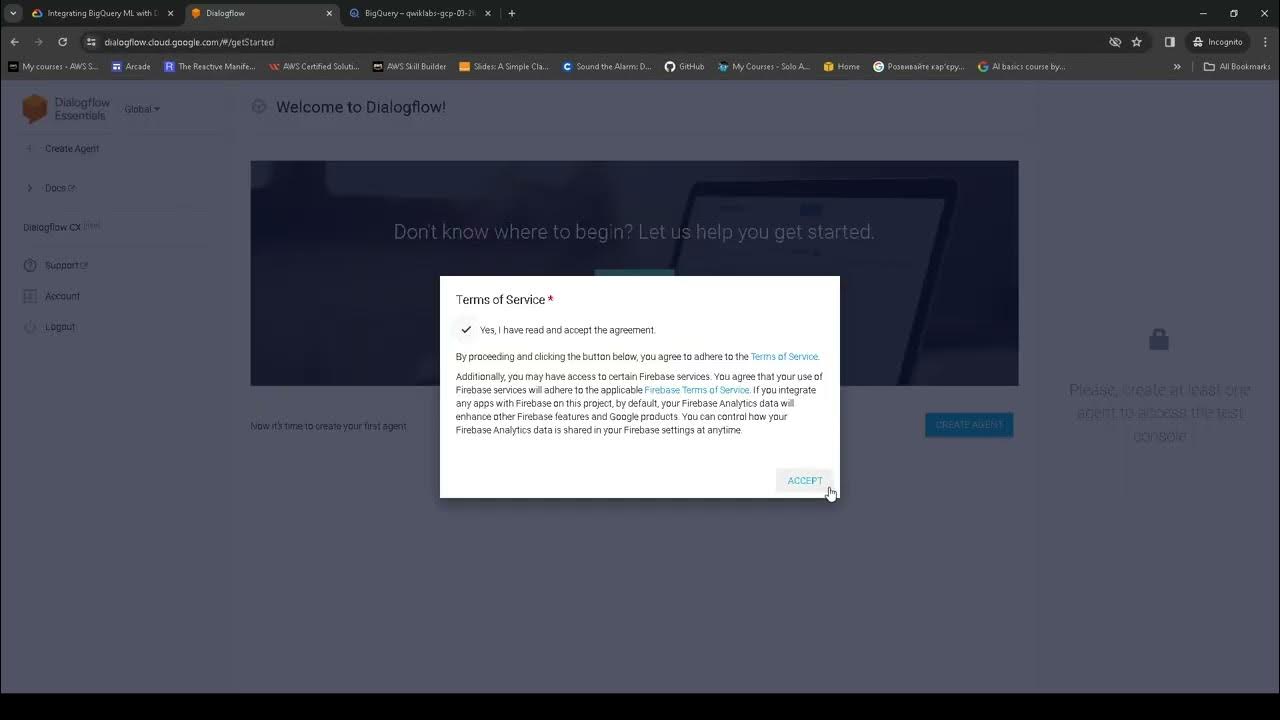 GCP Integrating BigQuery ML with Dialogflow ES Chatbot GSP431 - YouTube