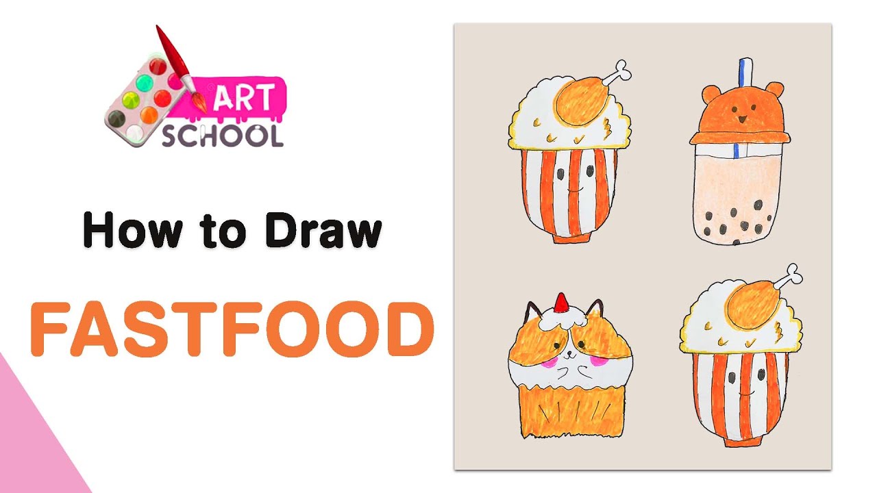 How to Draw Fastfood/Draw so cute/Vẽ và tô màu những đồ ăn nhanh || Art ...