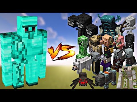 MINECRAFT DIAMOND GOLEM VS ALL MOBS FIGHT||MINECRAFT BATTLE|| - YouTube