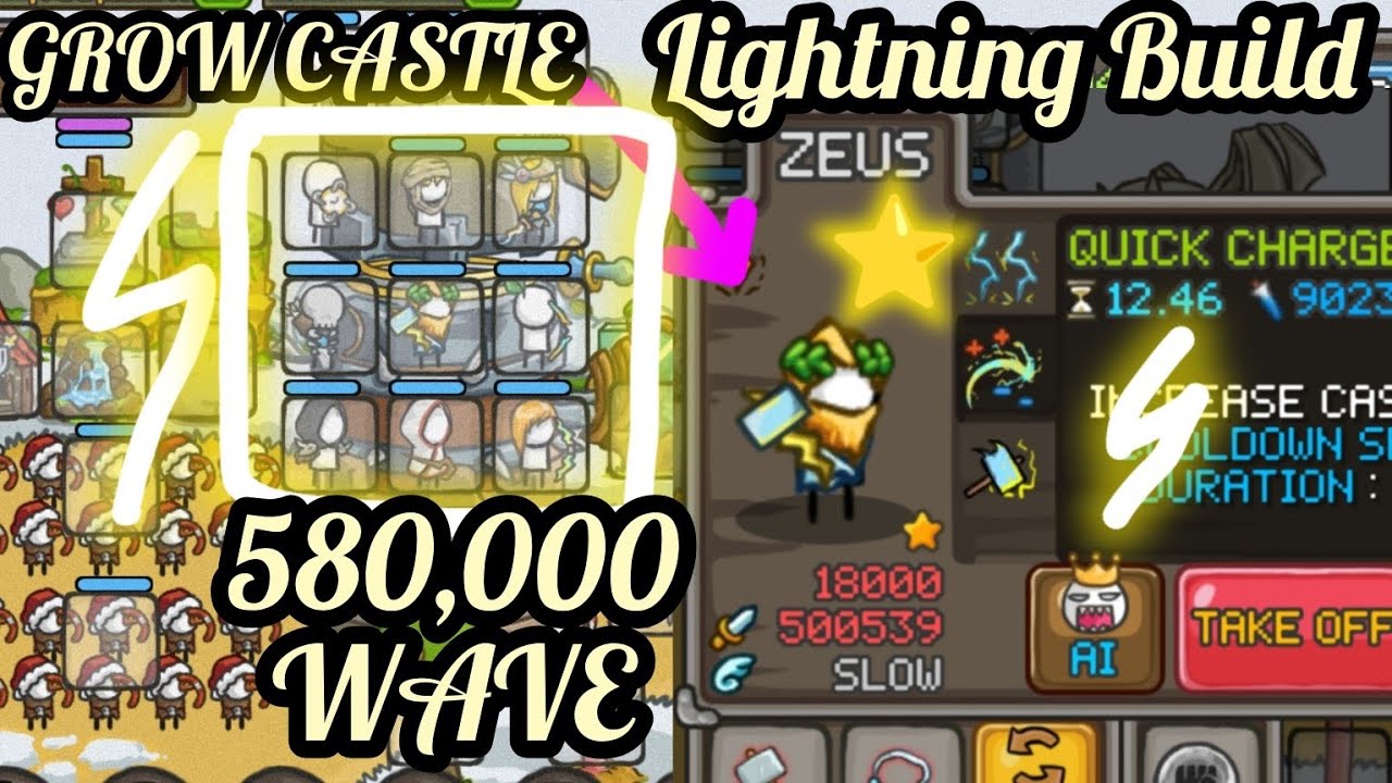GROW CASTLE 580,000 WAVE ⚡ ZEUS ⚡ LEVEL 18,000 WAVE SKILLTREE AND ...