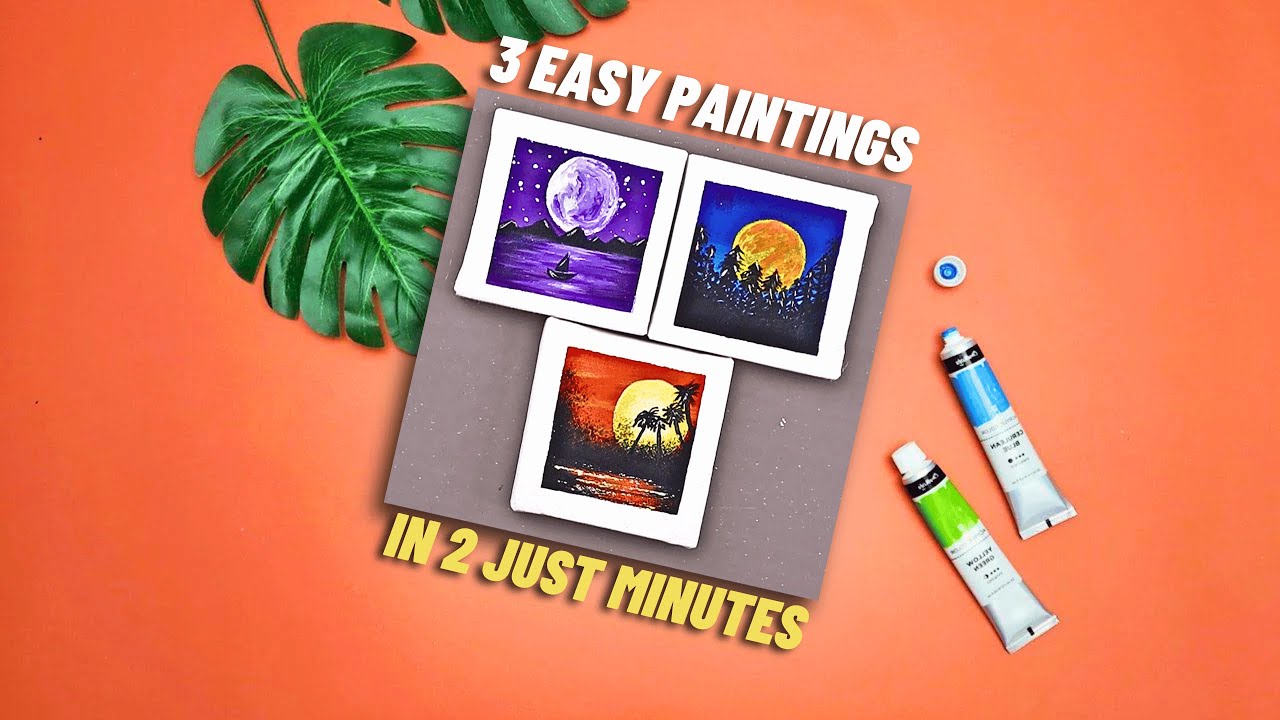 How To Paint 3 Easy Sceneries Painting | Acrylic Painting For Beginners ...