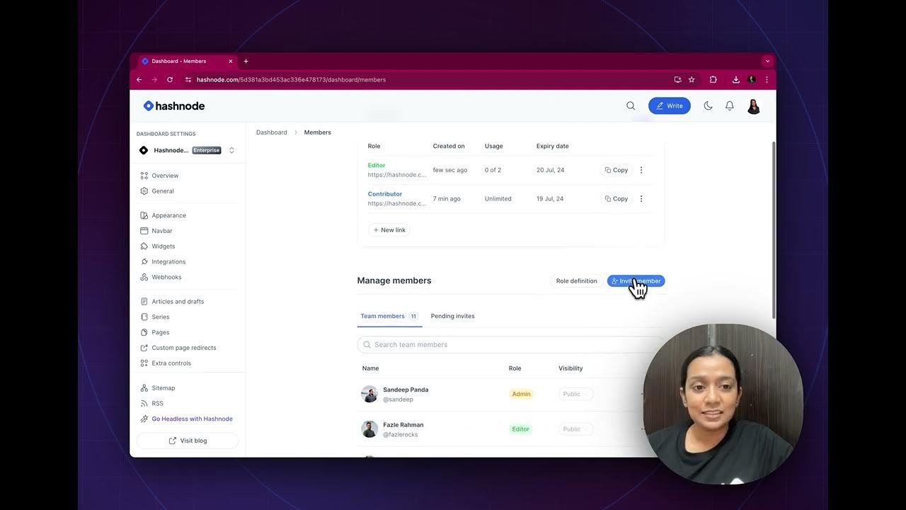 Seamless team management in Hashnode's updated Dashboard - YouTube