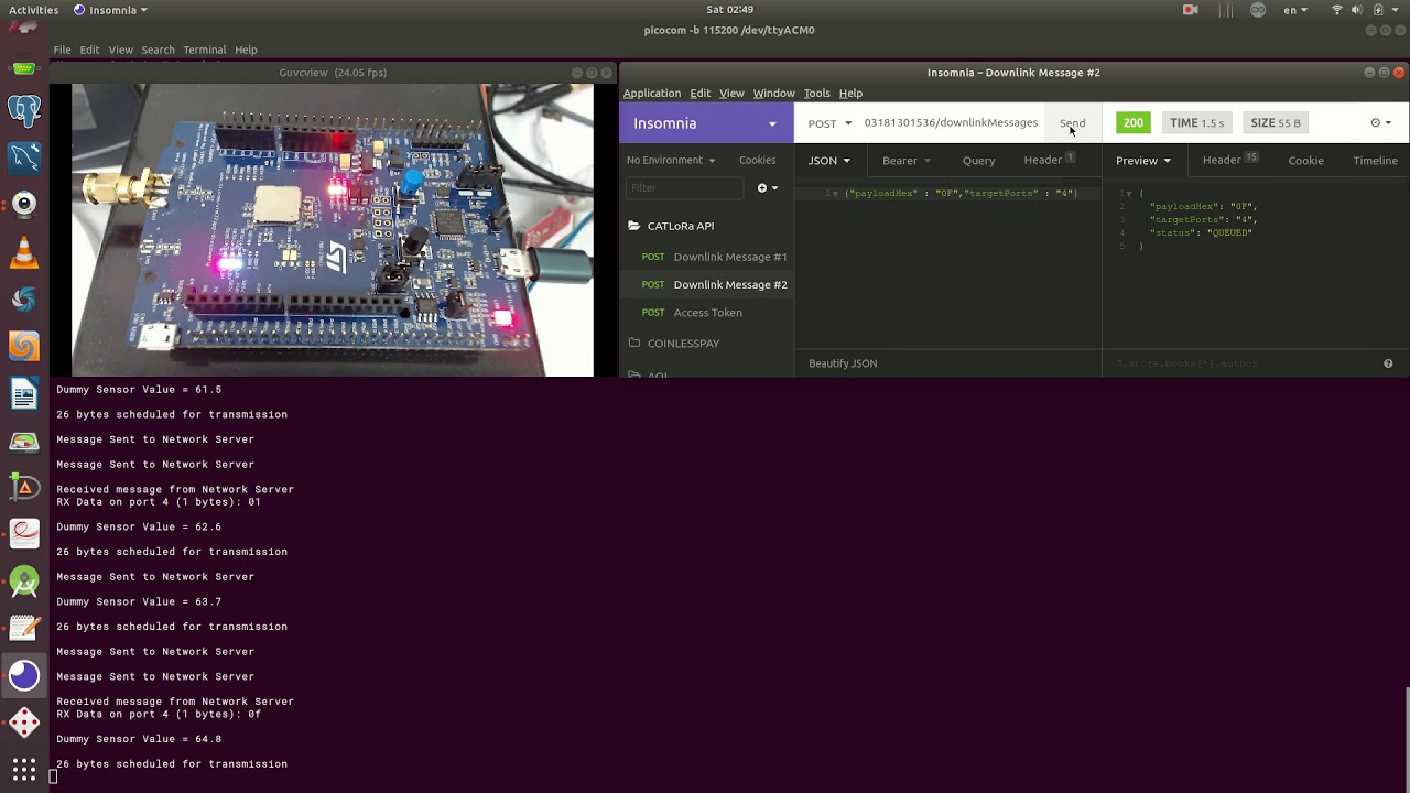 Demo LoRaWAN downlink (ABP Mode, Class C) with STM32L0 Discovery kit ...