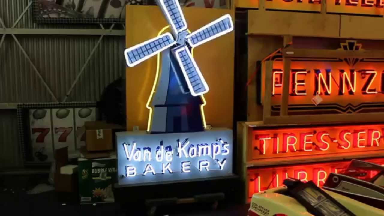 Original Van de Kamp's Bakery Porcelain Sign With Rotating Neon ...