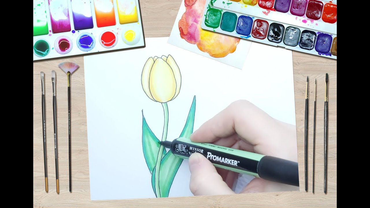 Cum sa desenez o lalea de primavara / How to draw a tulip easily - YouTube