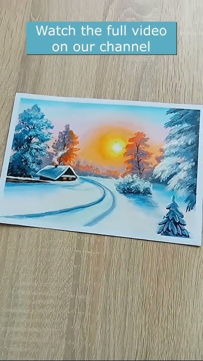 Как нарисовать домик в деревне зимой Рисуем картину зима Зимний