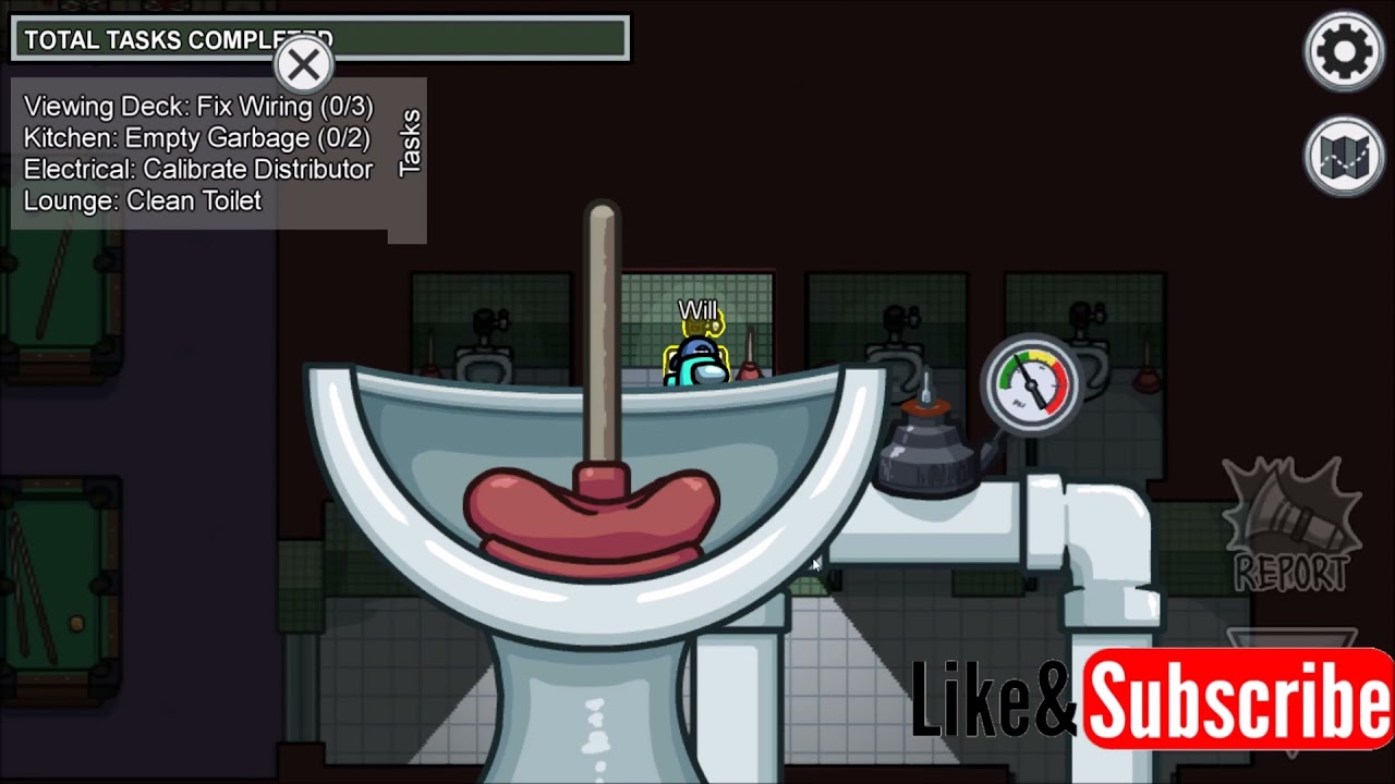 How to do the Lounge Clean Toilets task on Airship in Among Us - YouTube