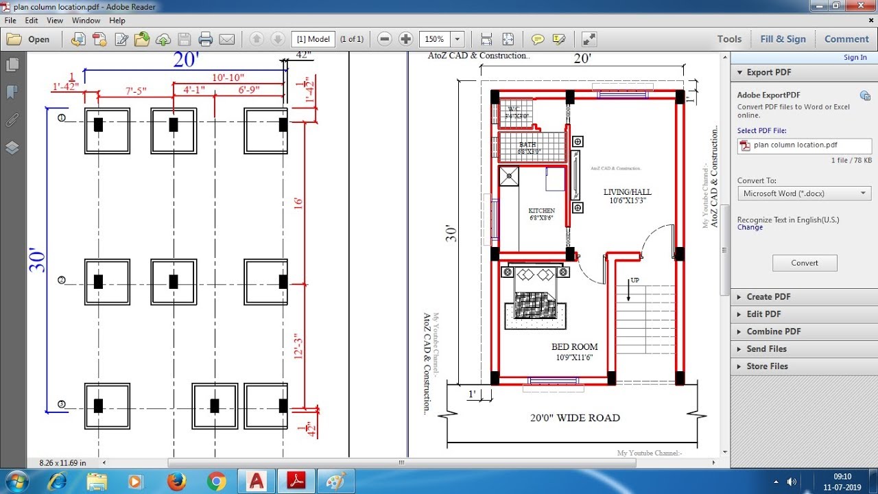20'x30' Plan With Column Location & Center Line Plan - YouTube