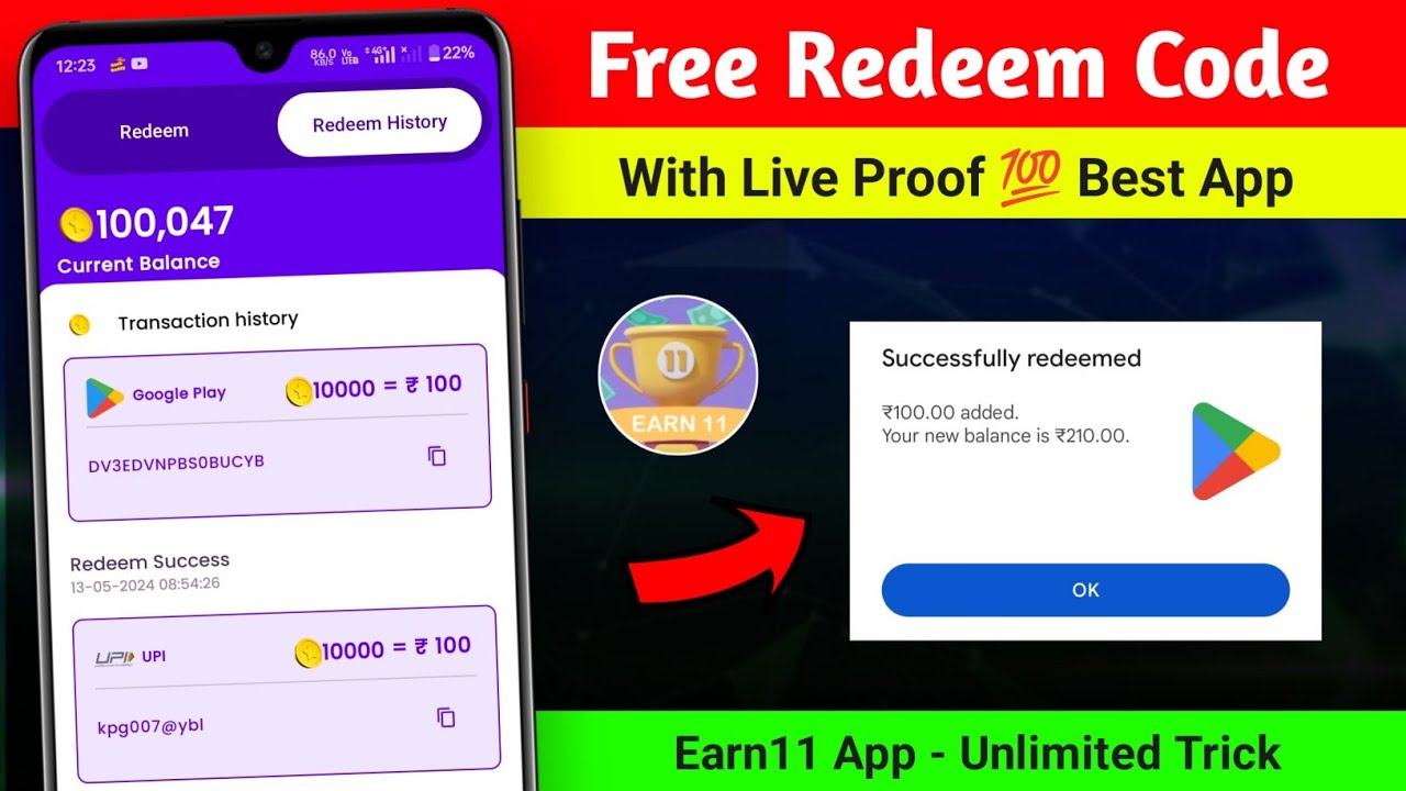 Earn 11 App Payment Proof | Earn 11 App Unlimited Trick | Free Redeem ...