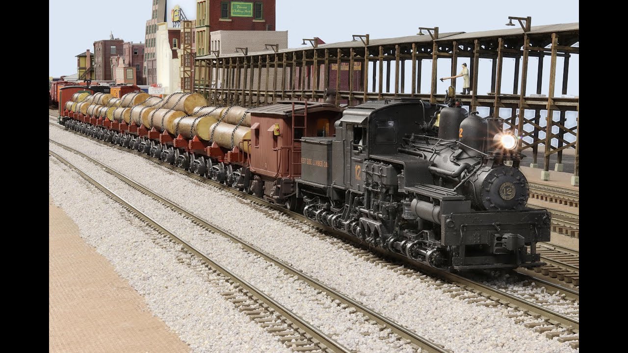 Running my S Scale Logging Train with West Side Lumber Co Shay #12 on 7 ...