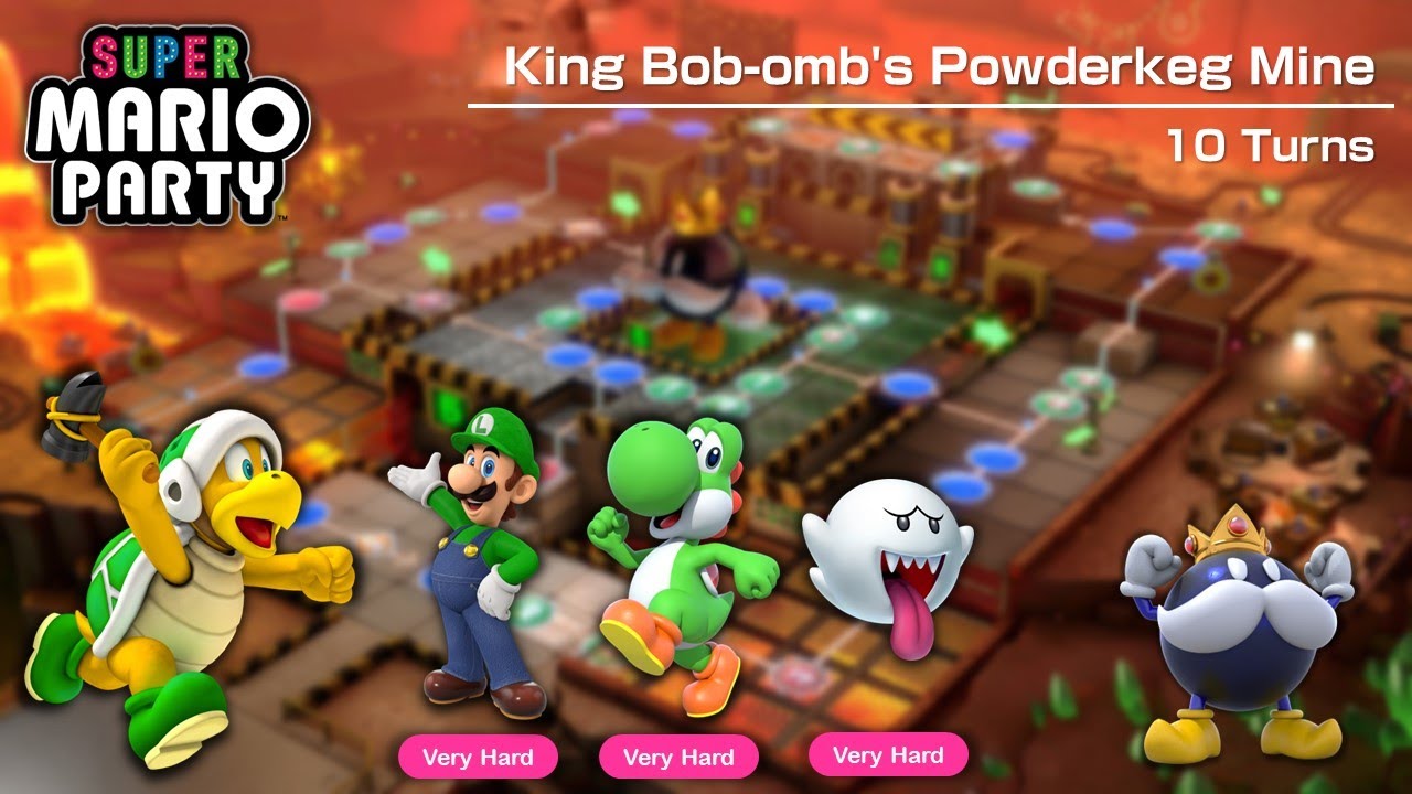 Super Mario Party - Mario Party Mode - King Bob-omb's Powderkeg Mine ...