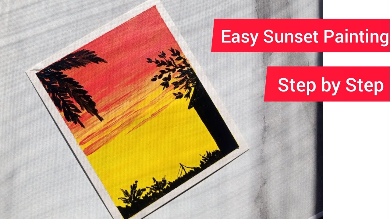 Sunset Painting for Beginners / Acrylic Painting Tutorial for Beginners ...