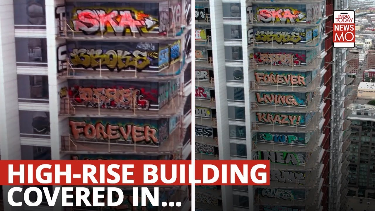 Skyscraper Transformed Into A Graffiti Art Piece In LA - YouTube