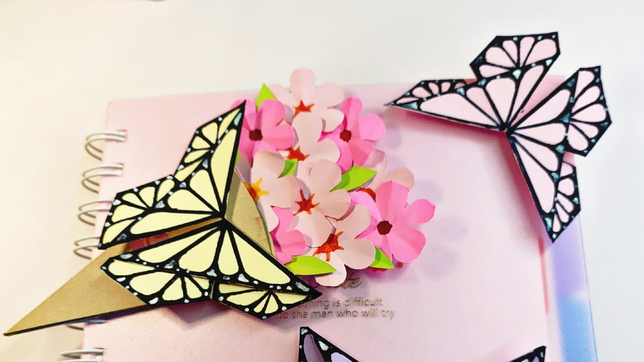 Origami butterfly bookmark 🦋/ Beautiful bookmark corner - YouTube