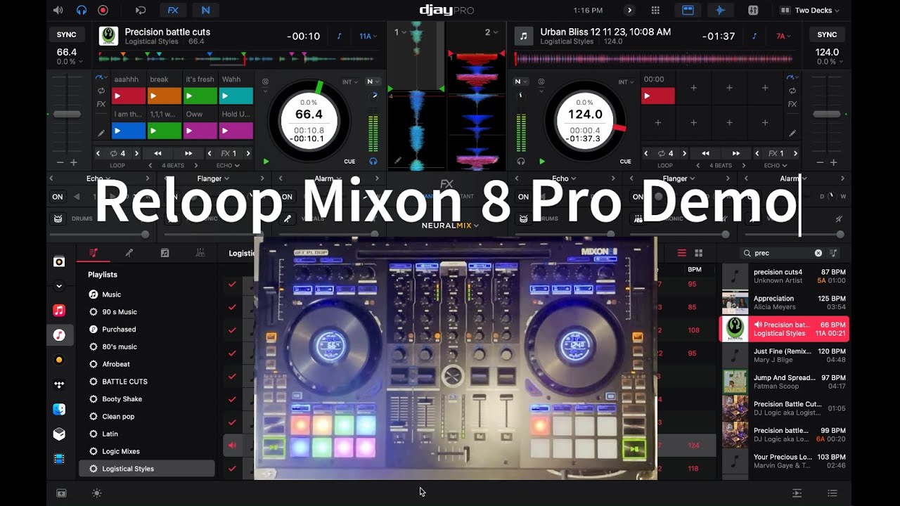 Reloop Mixon 8 Pro Demo mix with DJay Pro on Mac - YouTube