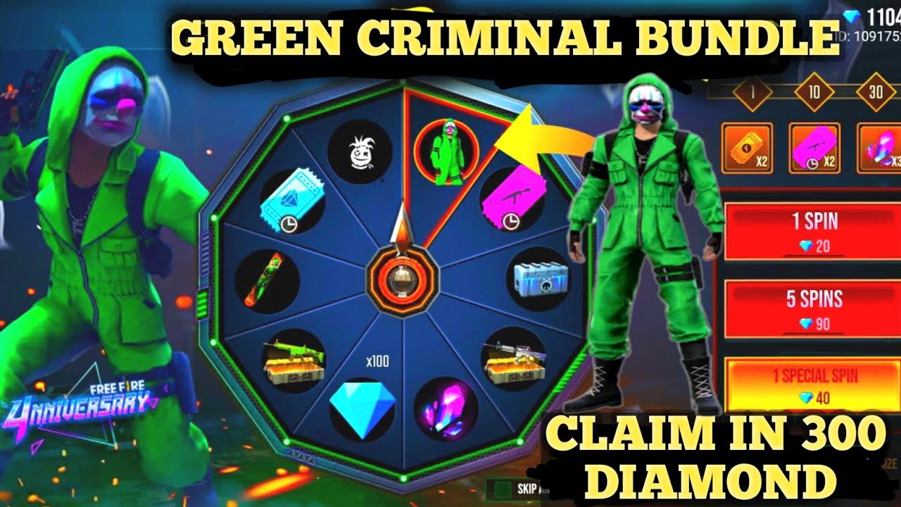 GREEN CRIMINAL BUNDLE CLAIM JUST IN 300 DIAMONDS #NEWEVENTFREEFIRE # ...